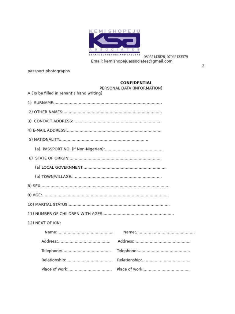 Tenants Acquaintance Form Individual-1 | PDF