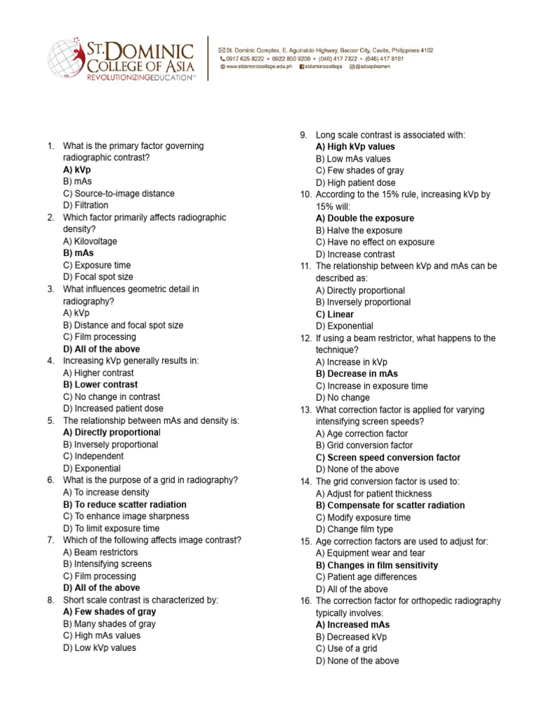 Principles of Imaging - Prelim Exam | PDF | Radiography | Imaging