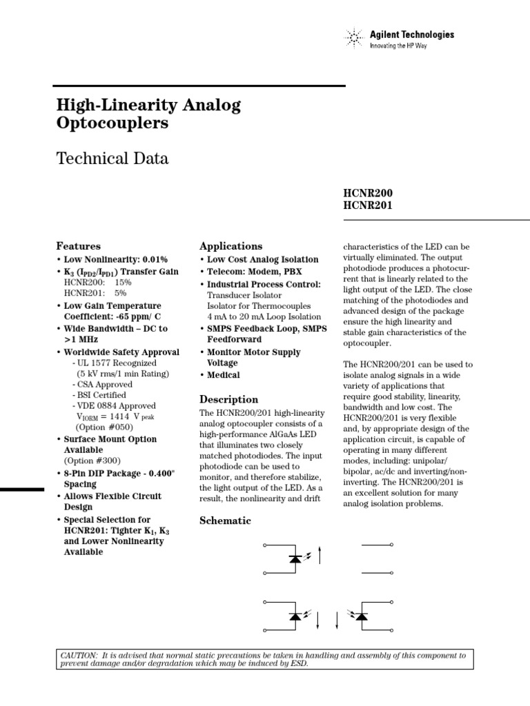 HCNR200 | PDF | Electronic Engineering | Electricity