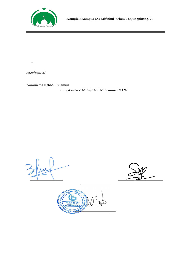 015-Undangan Pembukaan Lomba Isra' Mi'raj (HIMA PAI) | PDF
