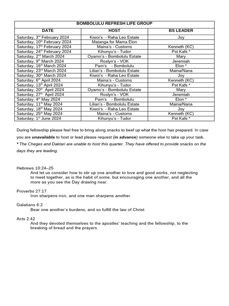 Bombolulu Refresh Rota 2024 | PDF