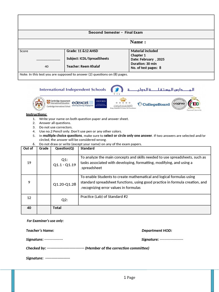 Ict Evaluation Excel Final11 &12 AHSD | PDF | Microsoft Excel | Spreadsheet