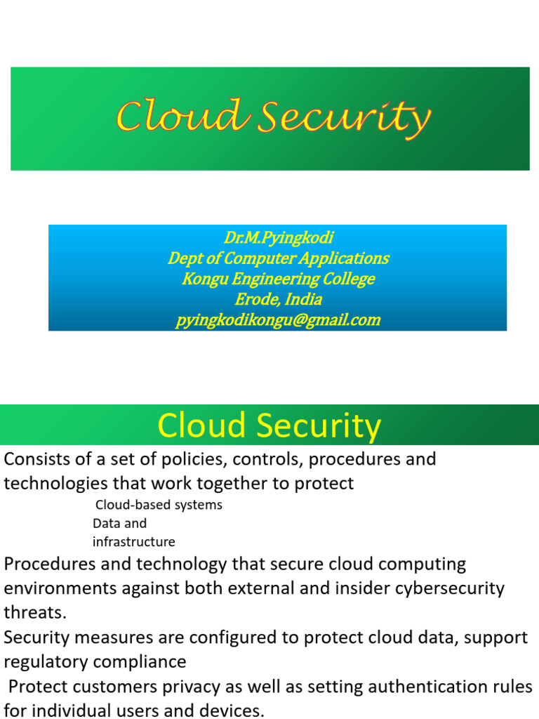 4cloudsecurity 230306064855 D08a41ff | PDF | Cloud Computing | Computer Security
