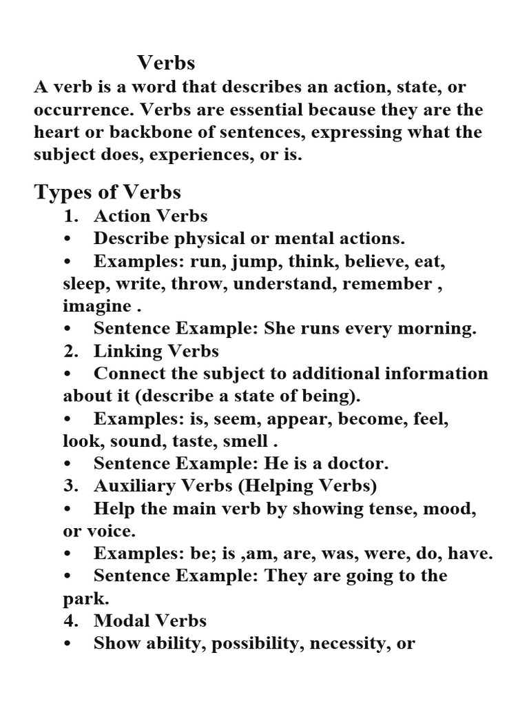 Verbs | PDF | Verb | Grammatical Tense