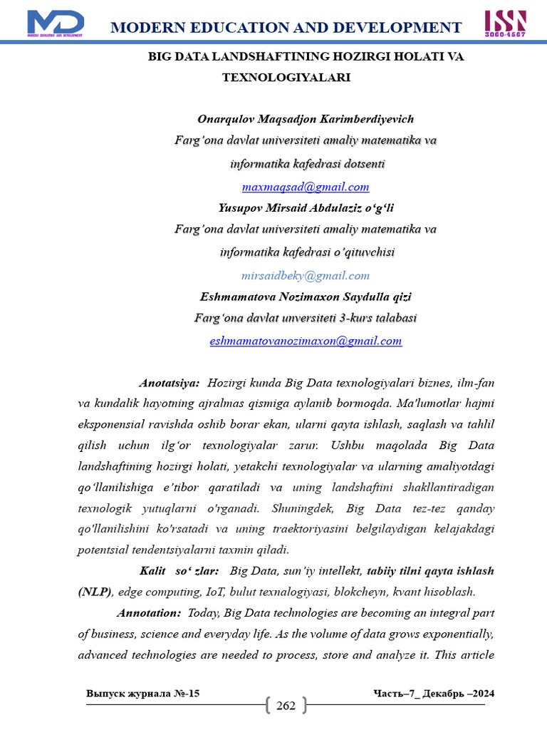 BigData Landshatining Hozirgi Holati | PDF