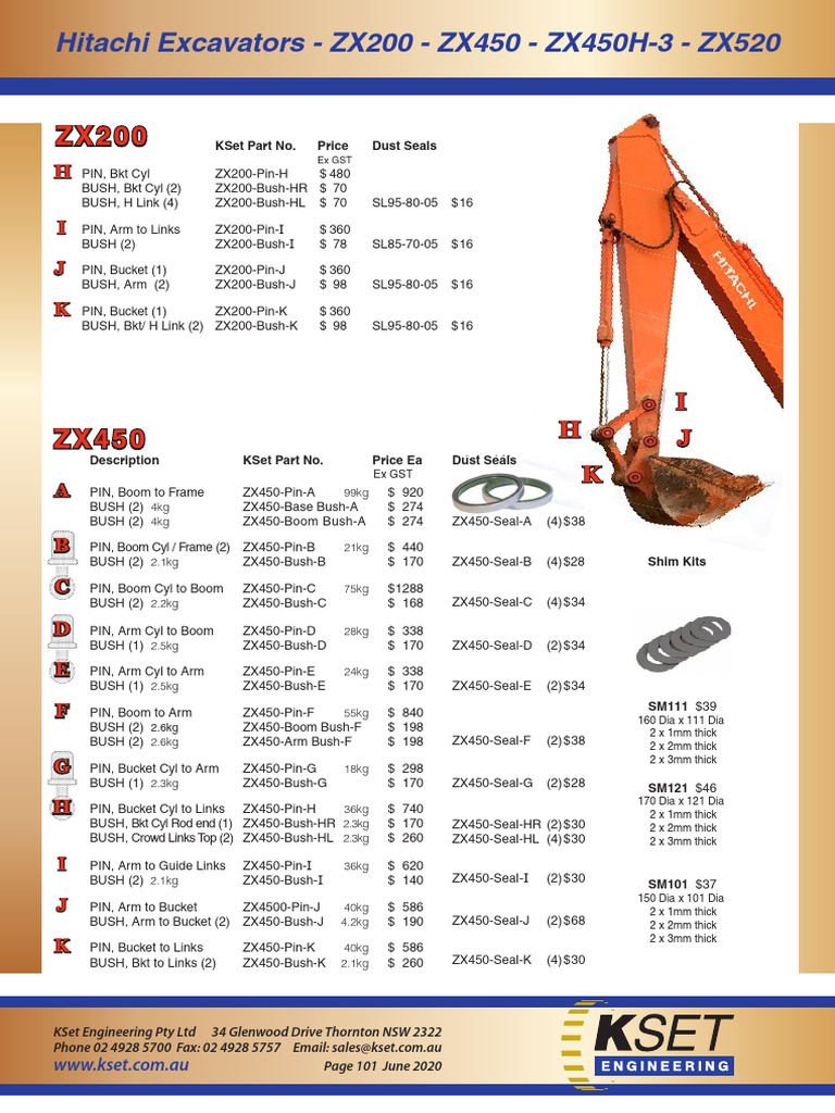 Hitachi ZX200 & ZX450 Parts Pricing | PDF | Construction Equipment ...