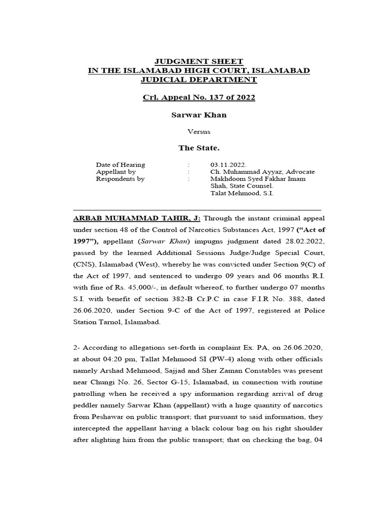 Crl. Appeal No. 137 of 2022 638062017846545621 | PDF | Prosecutor | Appeal