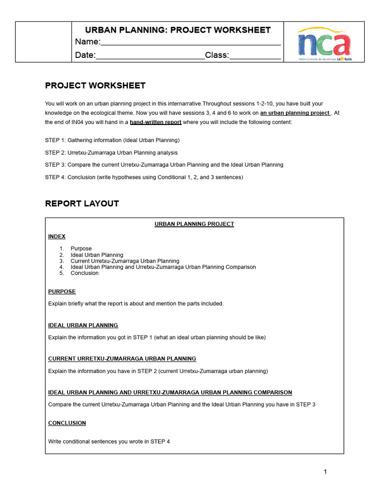 IN04 Urban Planning - Project Worksheet | PDF | Information