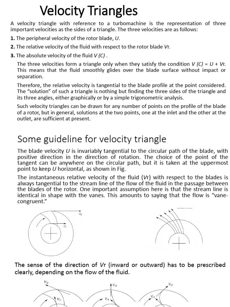 Velocity Triangles for Engineers | PDF | Turbine | Rotation
