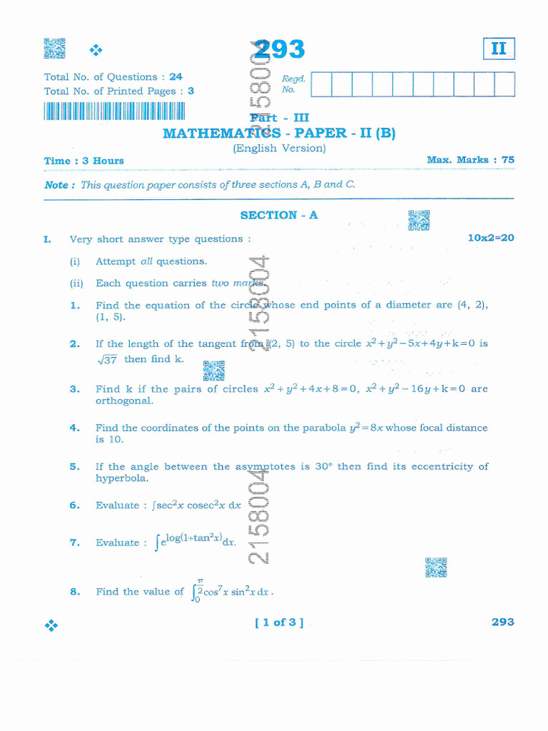 2nd Year Maths 2B 2024 | PDF