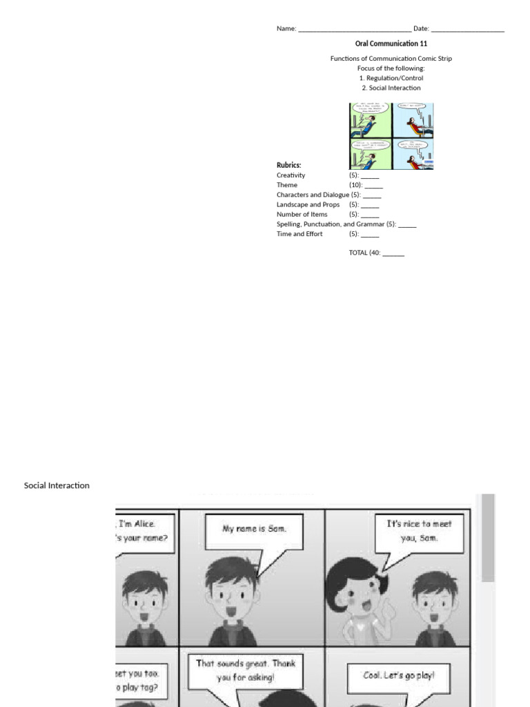 Functions of Communication - Comic Strip | PDF