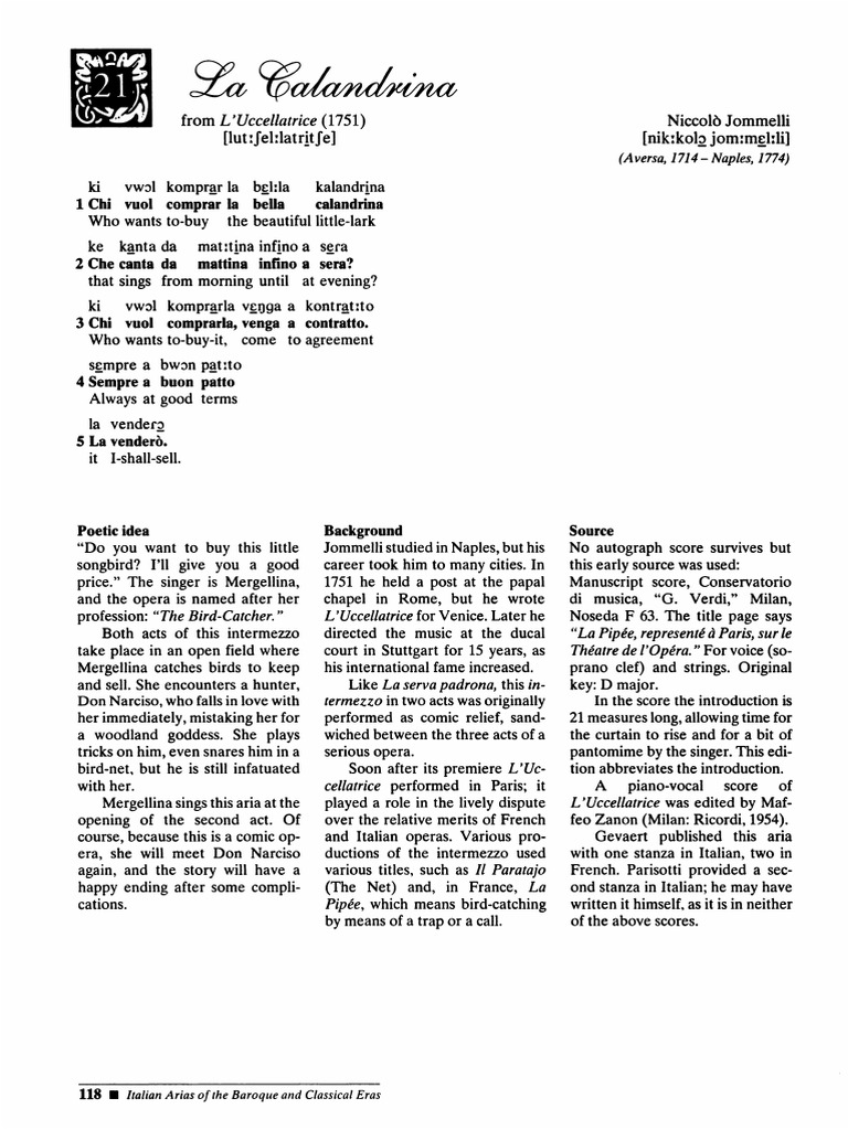 N.JOMMELLI-la Calandrina (Alfred, High) | PDF