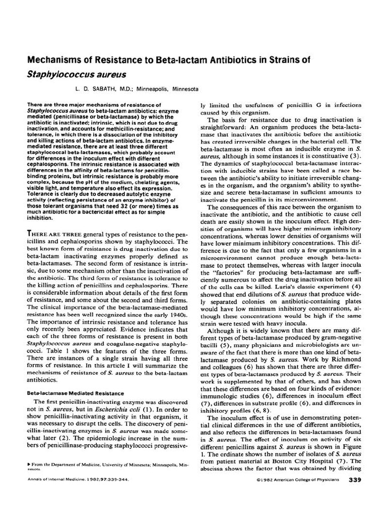 Mechanisms of Resistance | PDF | Staphylococcus | Staphylococcus Aureus