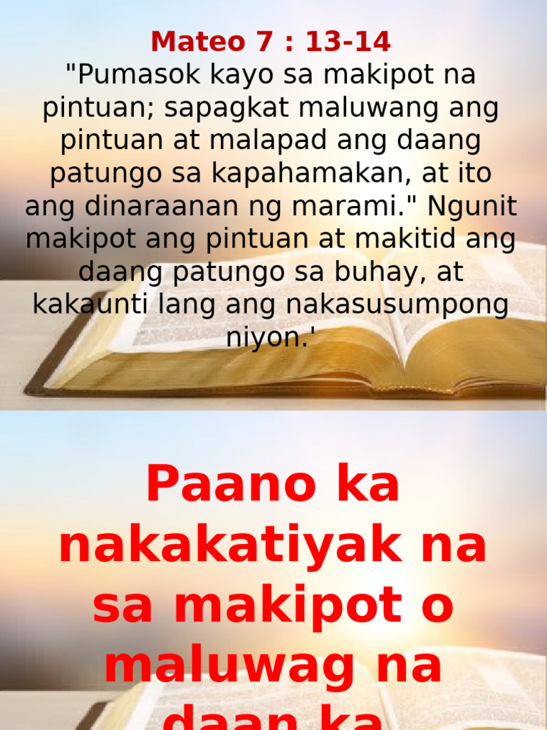 2024 February 11 Sunday School Paano Ka Nakakatiyak Na Sa Makipot o ...