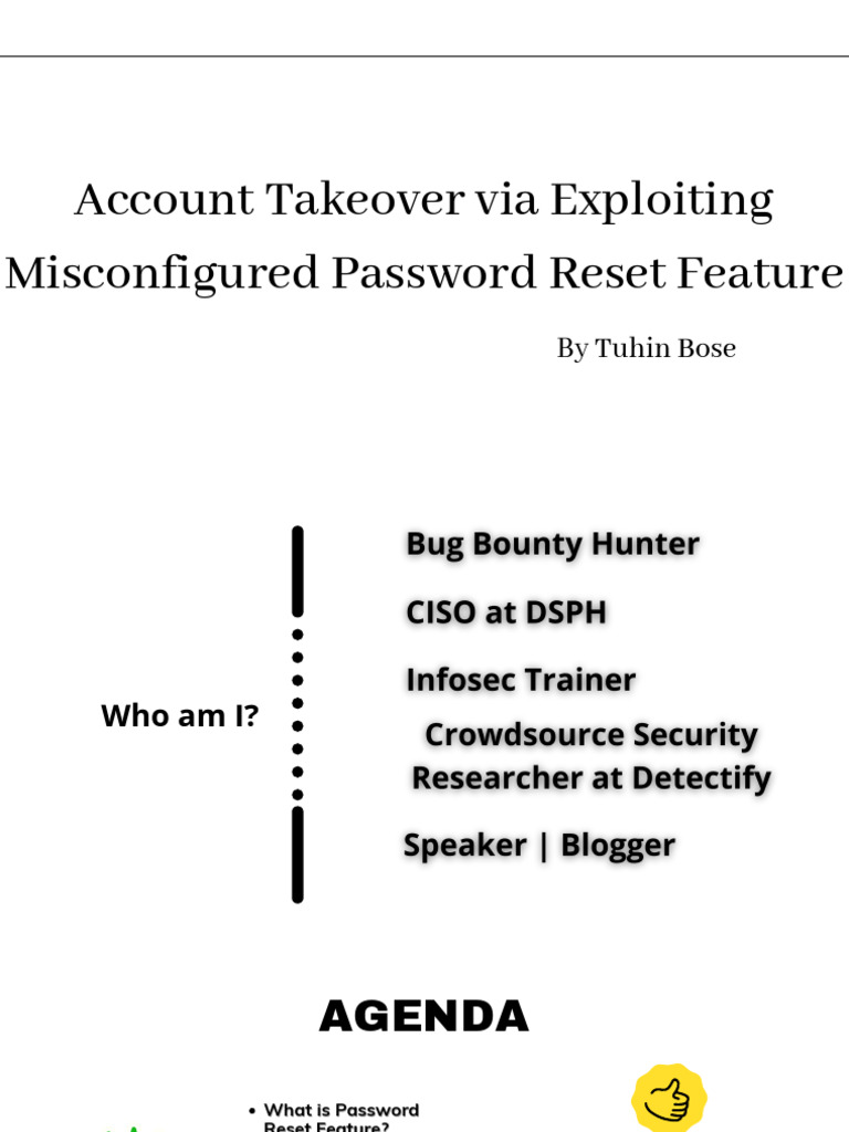Account Takeover via Exploiting Misconfigured Password Reset Feature | PDF | Password | Internet
