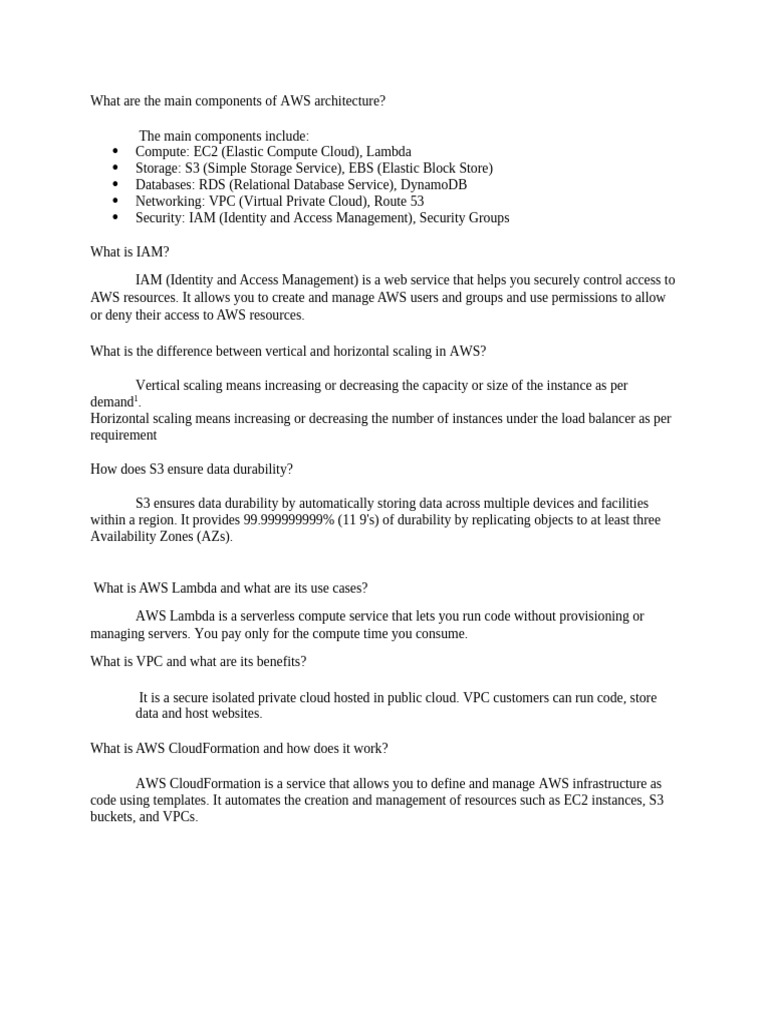 Key Components of AWS Architecture | PDF | Amazon Web Services | Cloud ...