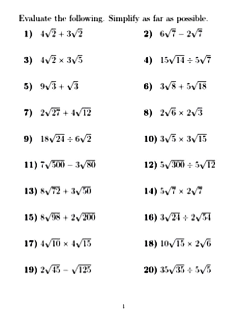 Simplifying Surds and Expressions Guide | PDF