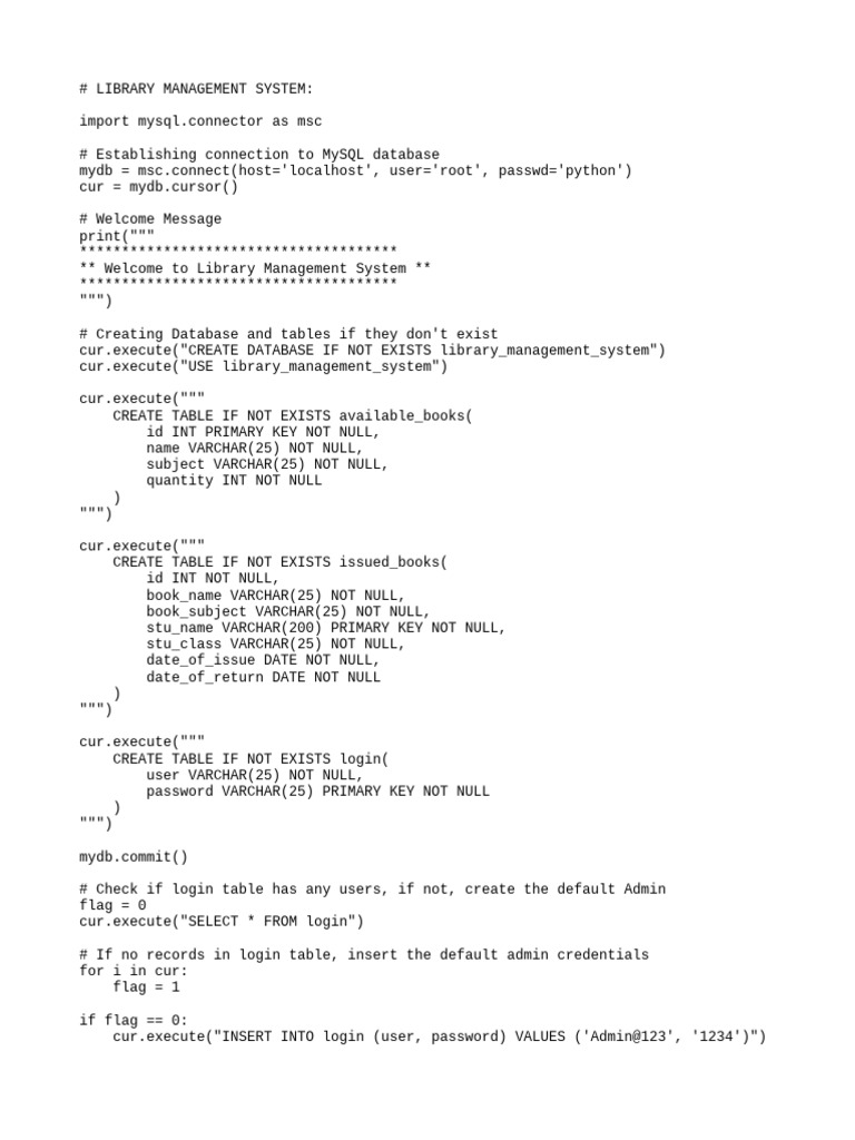 Library Management System Code | PDF | Login | User (Computing)