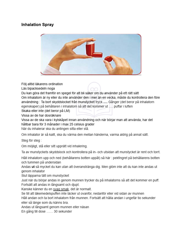 Inhalation Spray | PDF