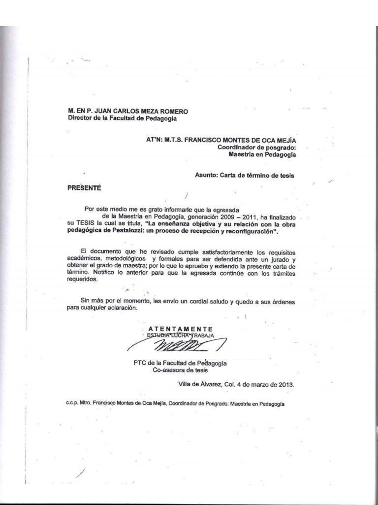 Ejemplo Carta Termino 1 | PDF