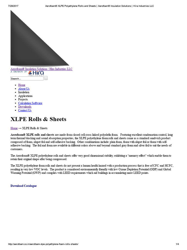 Aerofoam® XLPE Polyethylene Rolls and Sheets - Aerofoam® Insulation ...