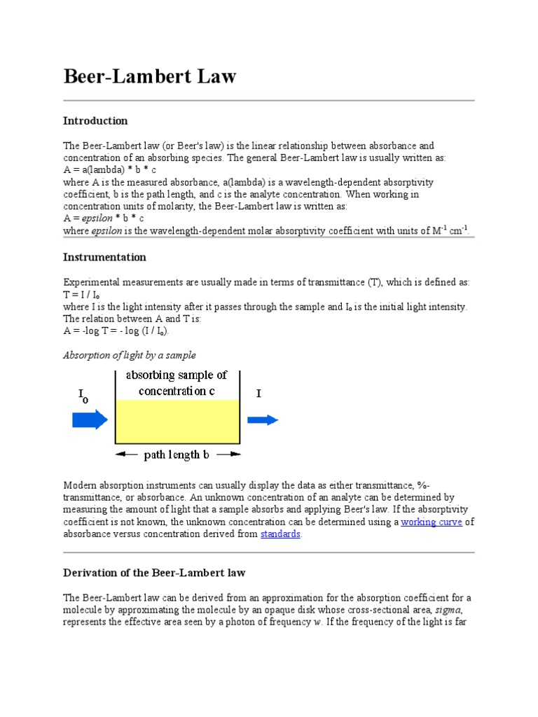 Beer | PDF | Absorbance | Physical Chemistry