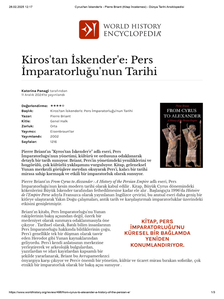 Cyrus'tan İskender'e - Pierre Briant (Kitap İncelemesi) - Dünya Tarihi ...
