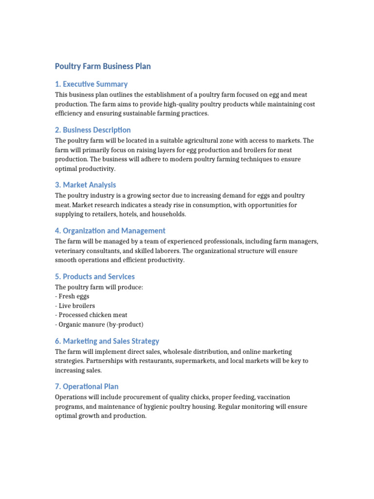 Poultry Farm Business Plan | PDF