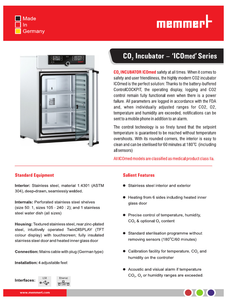 CO2 Incubator ICOmed Series Leaflet | PDF