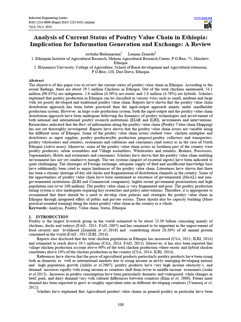 Areview Analysis of Current Status of Poultry Value Chain | PDF ...
