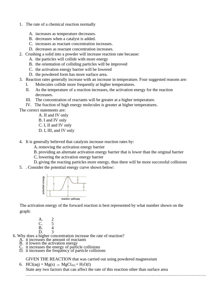 Factors Affecting Chemical Reaction Rates | PDF | Reaction Rate ...