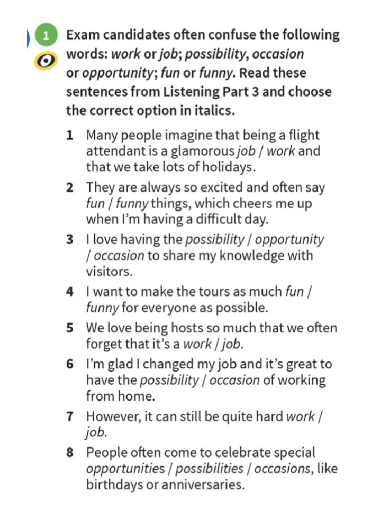 Job, work, possibility...Vocabulary | PDF