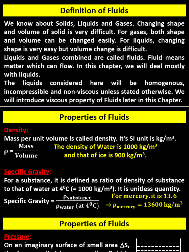 Properties and Definitions of Fluids | PDF | Pressure | Pressure ...