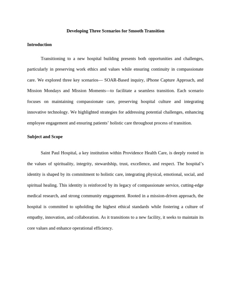 3 Scenarios Final Documents | PDF | Hospital | Organizational Culture