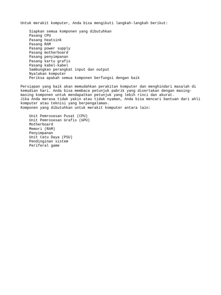 Cara Rakit Komputer Mudah | PDF