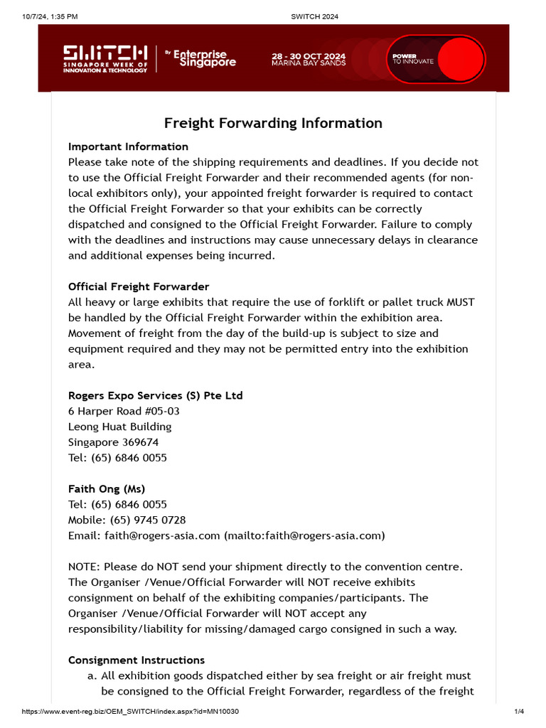 Freight Forwarding Guidelines for Exhibitors | PDF | Customs | Cargo