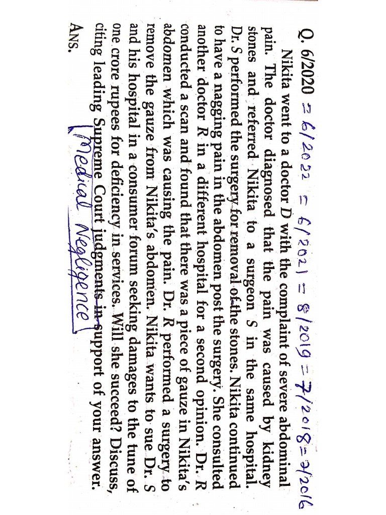 Medical Negligence (Tort), Topic - 07 | PDF