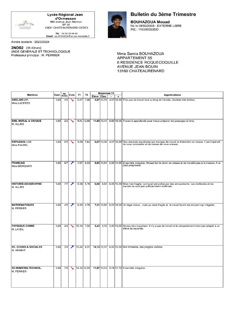 Bulletin Bouhazoua Mouad 08032008 Bouhazoua Samia 18697 2 | PDF