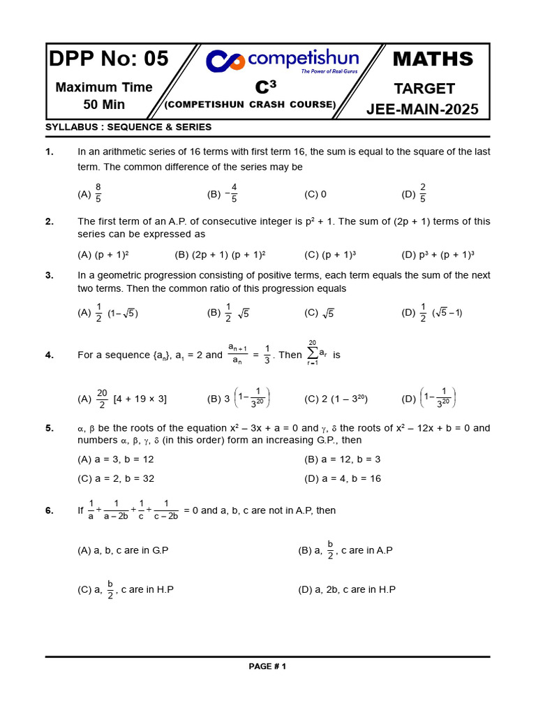 5. Sequence & Series_Student Copy | PDF | Mathematical Analysis ... 5. Sequence & Series_Student Copy | PDF | Mathematical Analysis ...