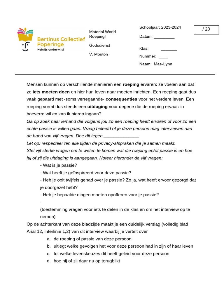 intervieuw roeping en of passie | PDF