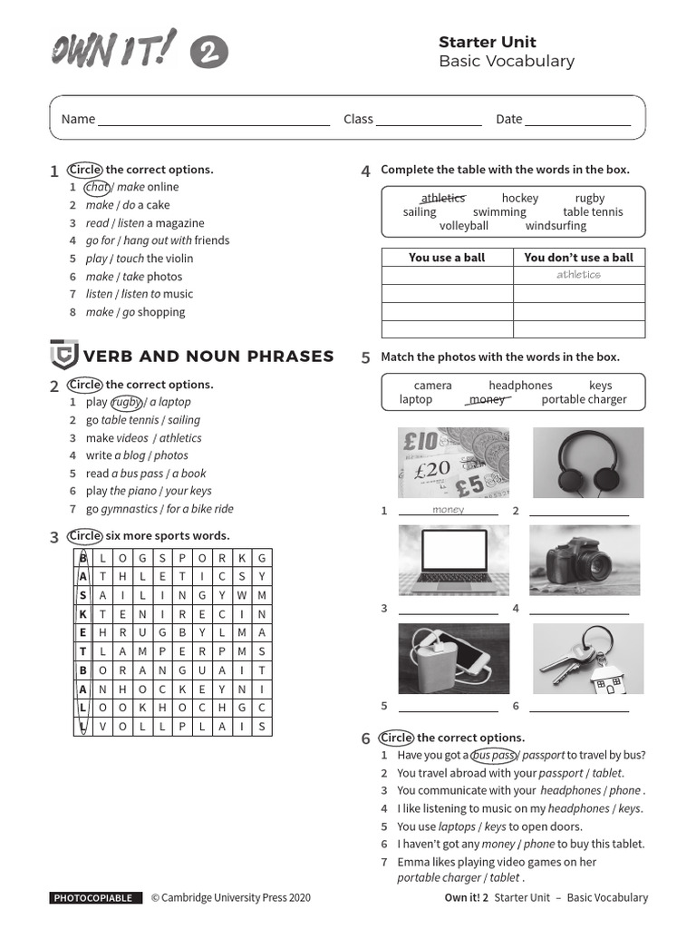Vocabulary Basic Starter Without Answers | PDF | Syntax | Grammar