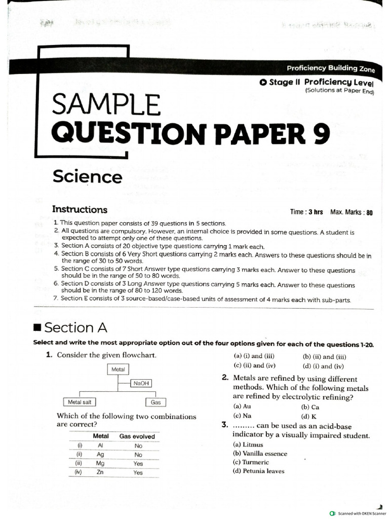 Arihant Class 10th Sample Paper 9 | PDF
