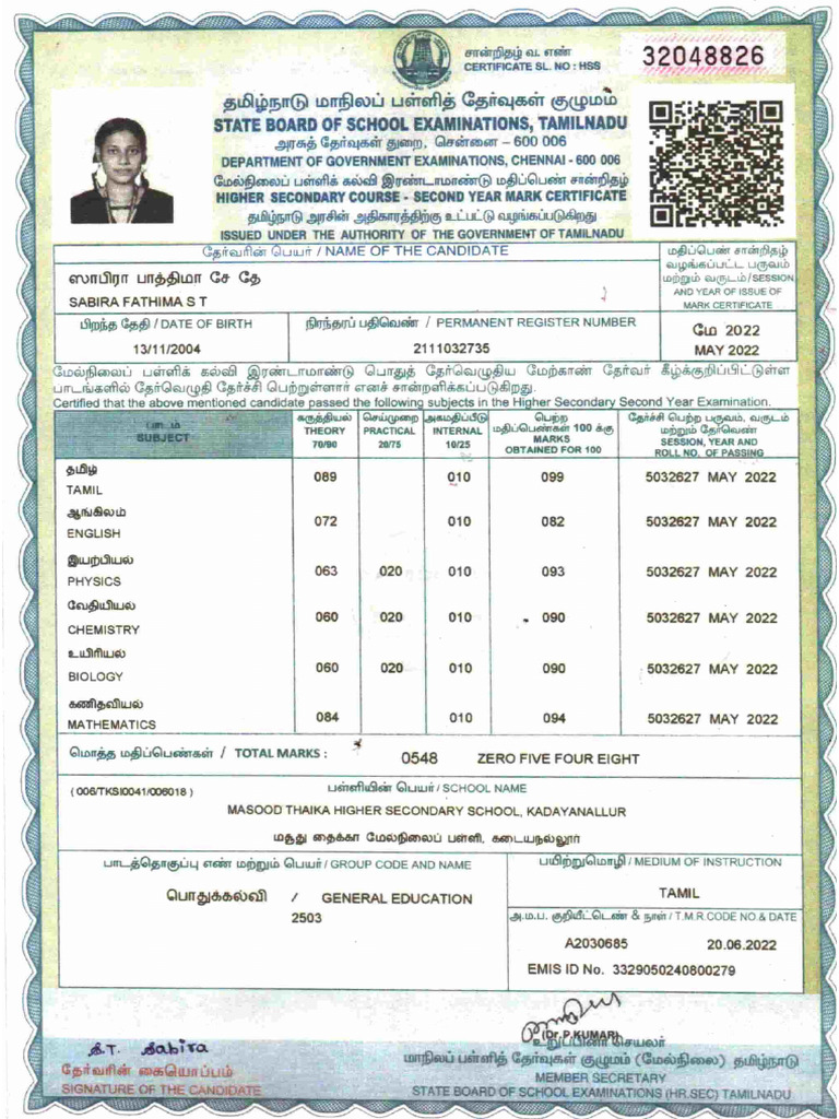 STSF 12th Marksheet | PDF