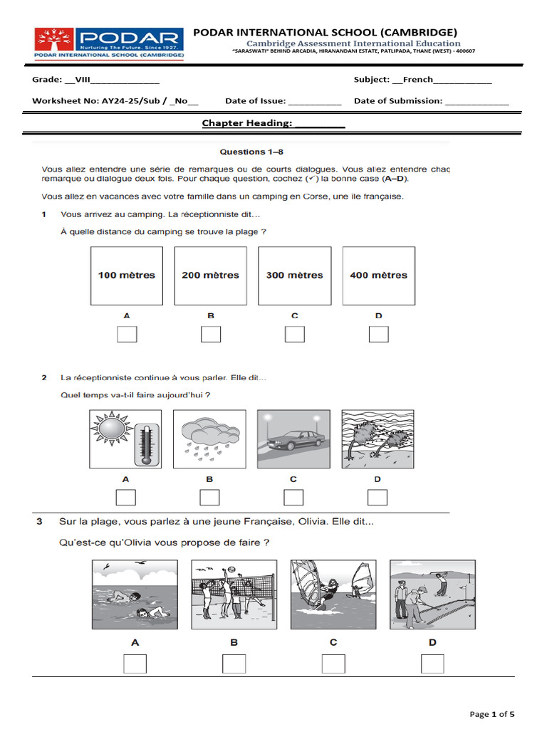 Term II - Worksheet 1 [P1] | PDF