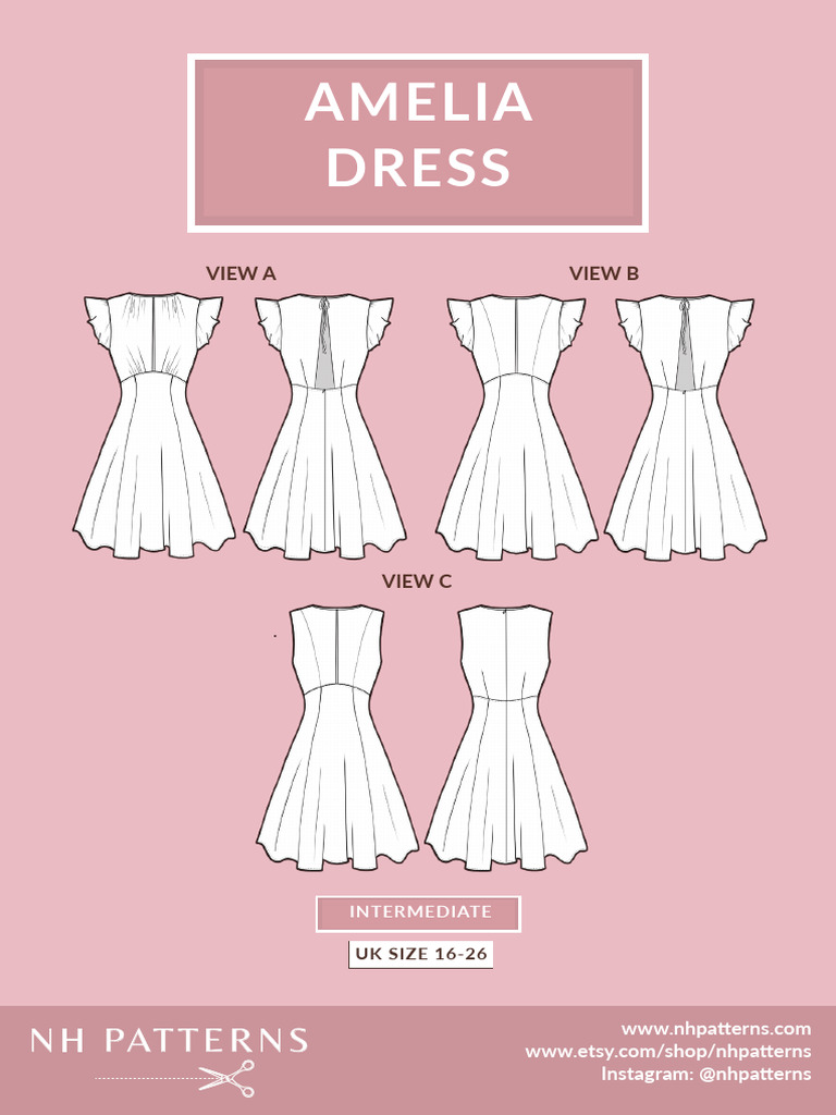 Amelia Dress Instructions 16-26 | PDF | Seam (Sewing) | Sewing