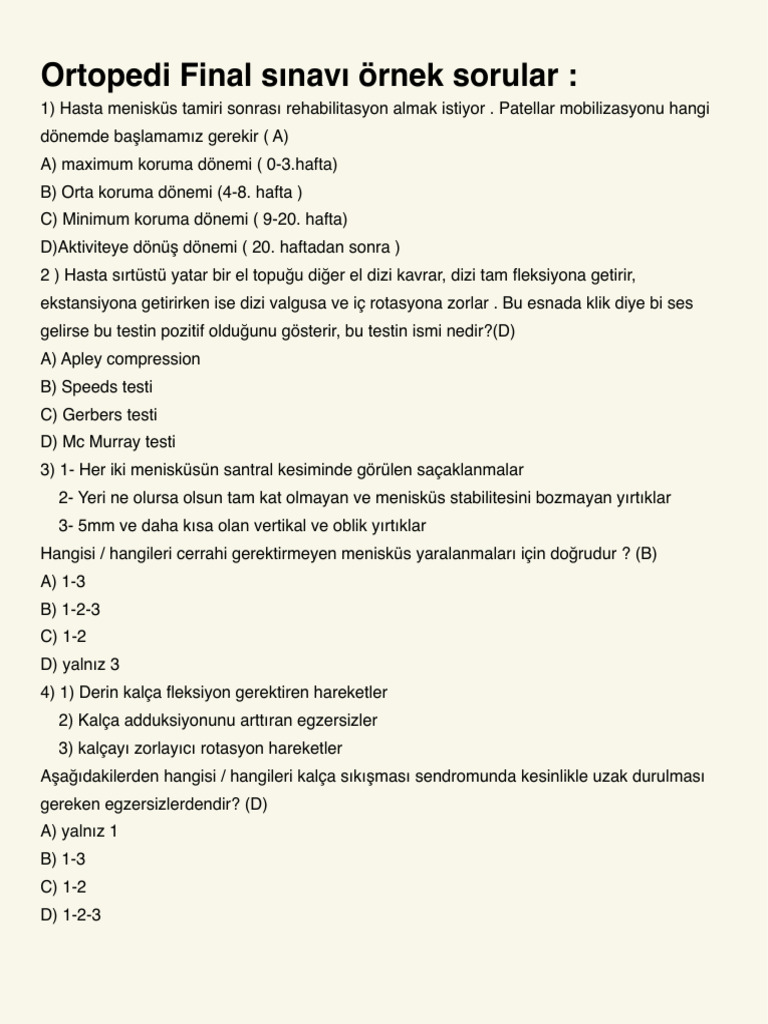 ortopedi soru | PDF