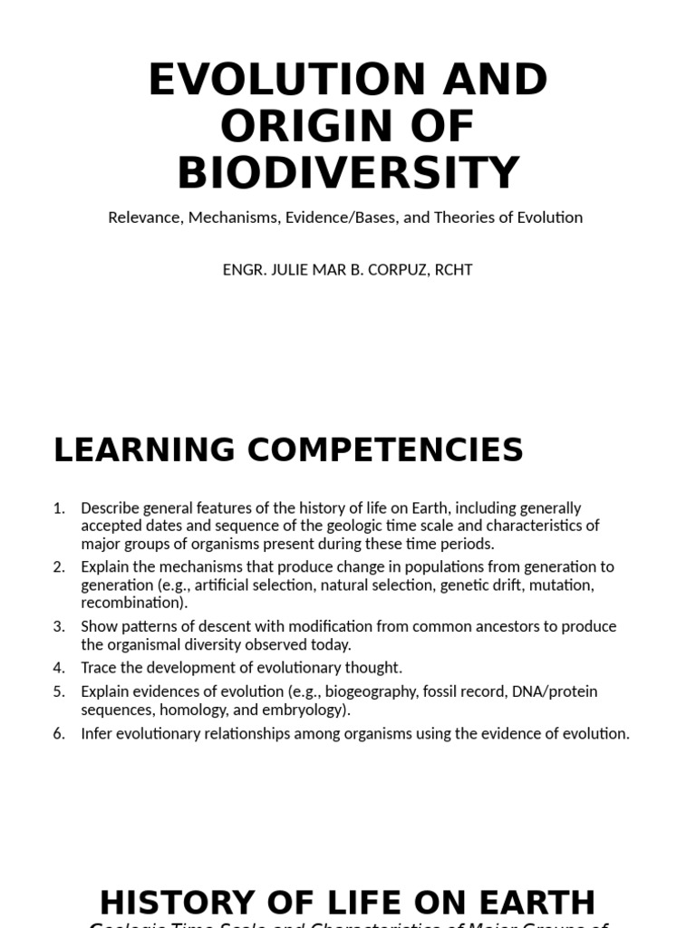 Evolution and Origin of Biodiversity | PDF | Genetics | Mutation
