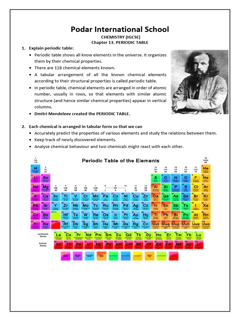 IGCSE Chemistry: Understanding the Periodic Table | PDF | Periodic ...