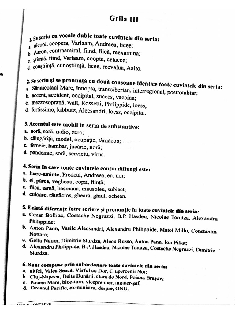 Grile Complexe III | PDF