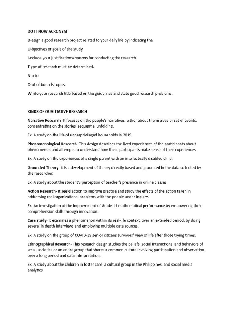 Kinds of Qualitative Research 1 | PDF